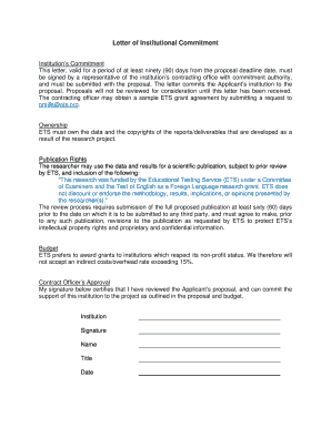 Fillable Online Letter of Institutional Commitment Fax Email Print - pdfFiller