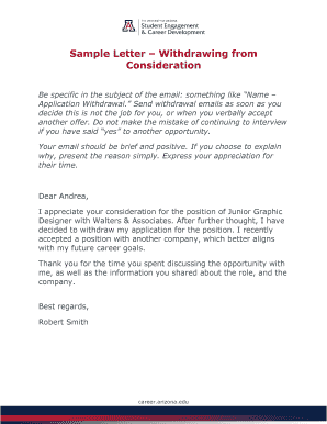 Fillable Online Sample Letter Withdrawing from Fax Email Print - pdfFiller