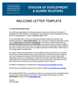 Fillable Online WELCOME LETTER TEMPLATE Fax Email Print - pdfFiller