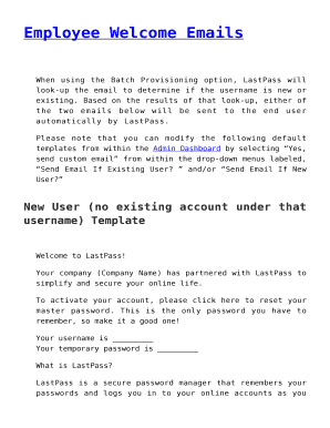 Fillable Online Employee Welcome Emails Fax Email Print - pdfFiller