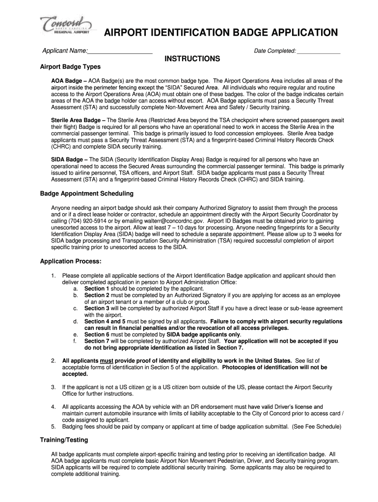 Fillable Online Airport Badge Types Fax Email Print - pdfFiller