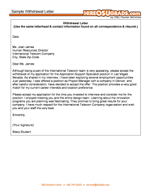 Fillable Online Sample Withdrawal Letter Fax Email Print - pdfFiller