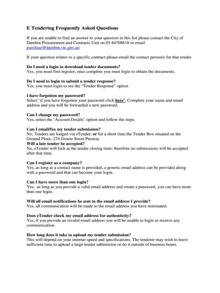 Fillable Online E Tendering Frequently Asked Questions Fax Email Print - pdfFiller