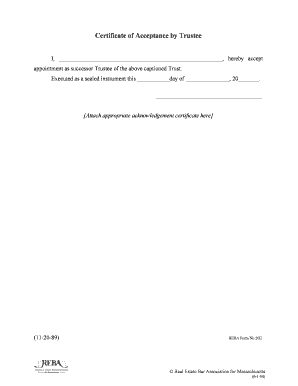 Fillable Online Certificate of Acceptance by Trustee Fax Email Print ...