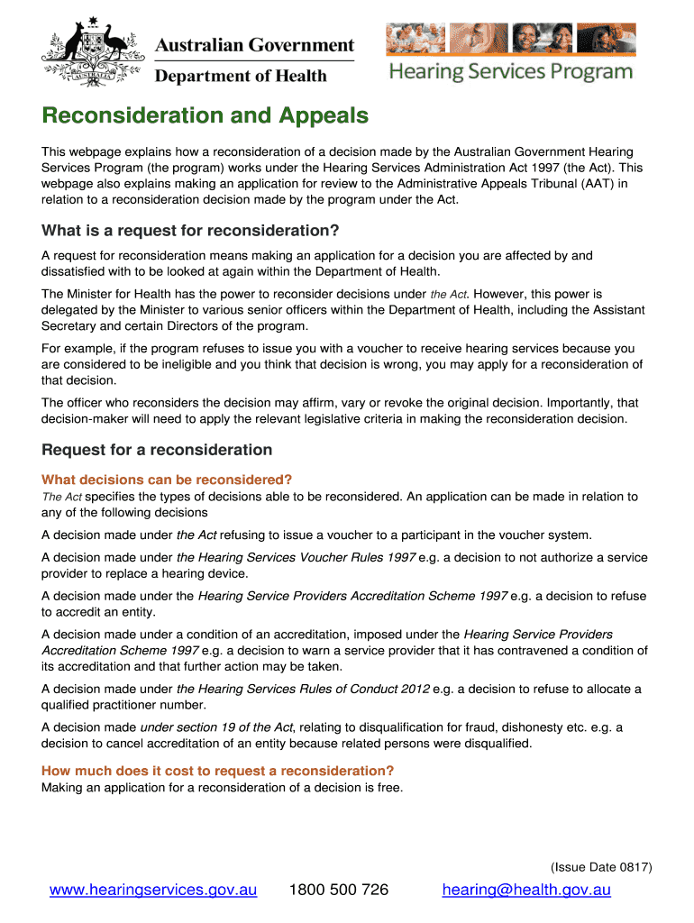 Fillable Online Reconsideration and Appeals Fax Email Print - pdfFiller