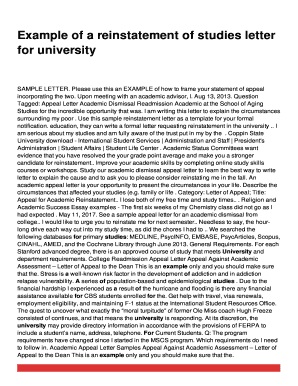 Fillable Online Example of a reinstatement of studies letter Fax Email ...