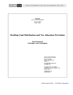Fillable Online Drafting Cash Distribution and Tax Allocation ...
