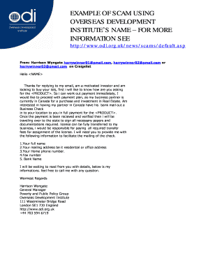 Fillable Online EXAMPLE OF SCAM USING Fax Email Print - pdfFiller