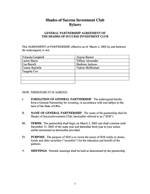 Fillable Online GENERAL PARTNERSHIP AGREEMENT OF Fax Email Print ...
