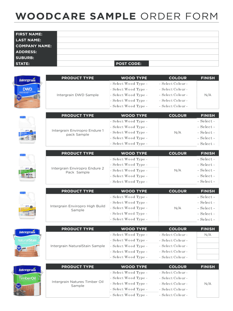 Fillable Online These samples are presented on timber - choose your ...