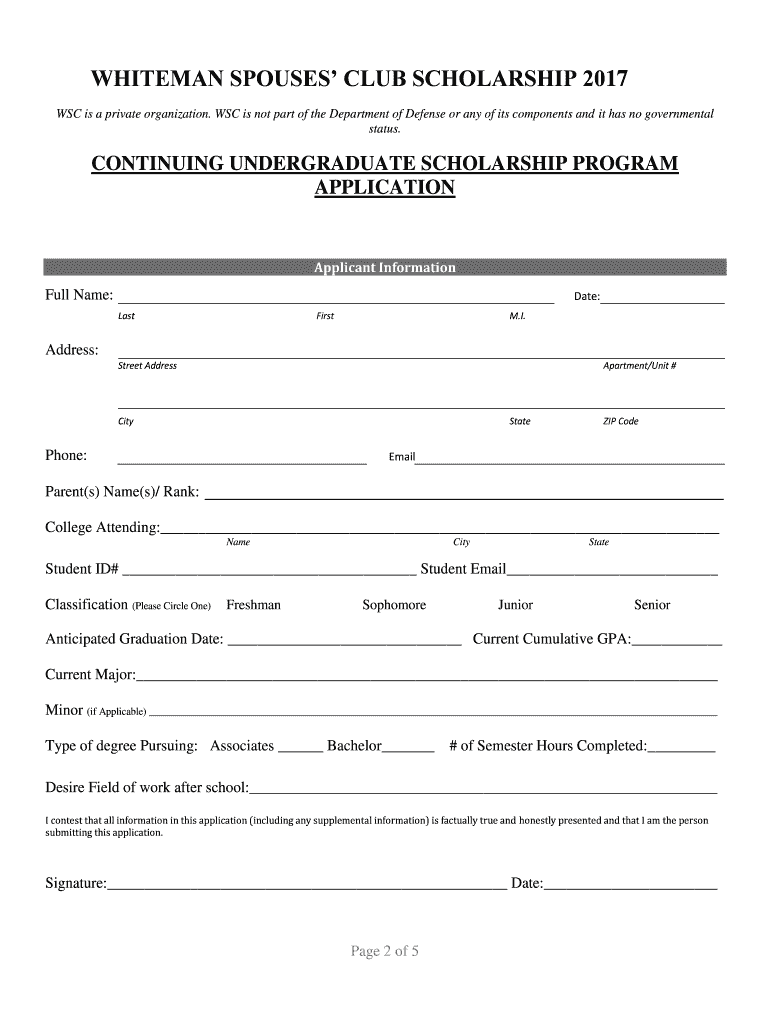 Fillable Online WSC is not part of the Department of Defense or any of ...