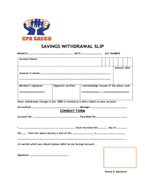 Fillable Online SAVINGS WITHDRAWAL SLIP Fax Email Print - pdfFiller
