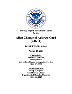 Fillable Online Alien Change of Address Card Fax Email Print - pdfFiller