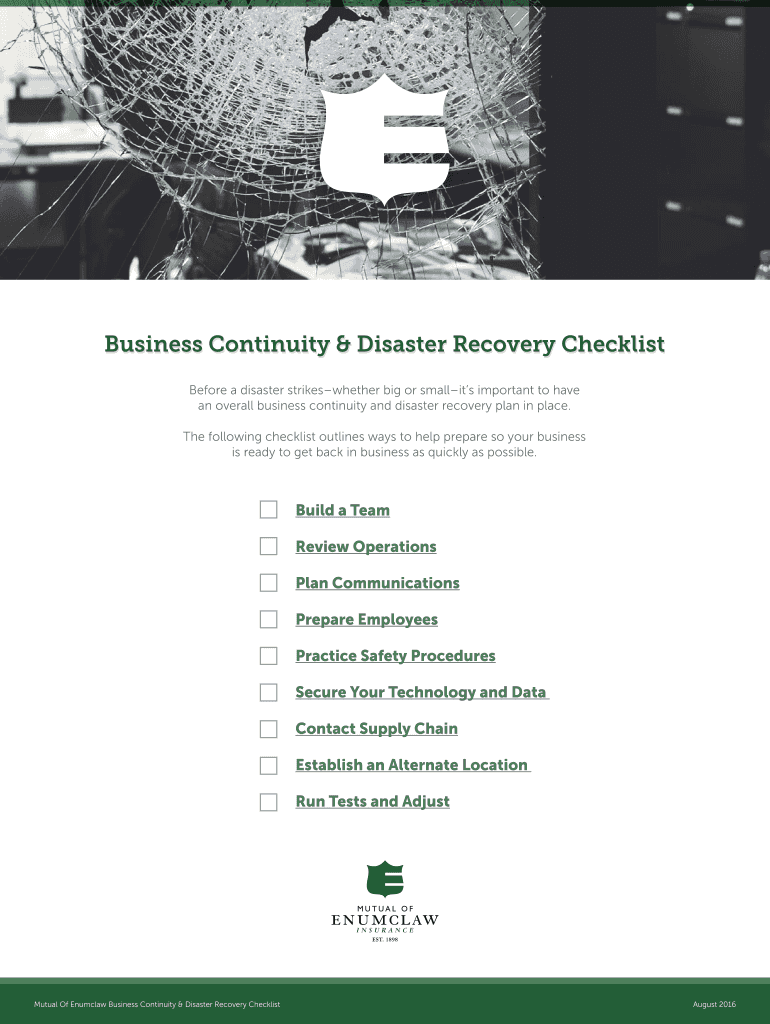 Fillable Online Business Continuity & Disaster Recovery Checklist Fax ... Fillable Online Business Continuity & Disaster Recovery Checklist Fax ...