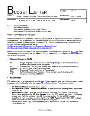 Fillable Online BUDGET CHANGE PROPOSAL TEMPLATE AND INSTRUCTIONS Fax ...