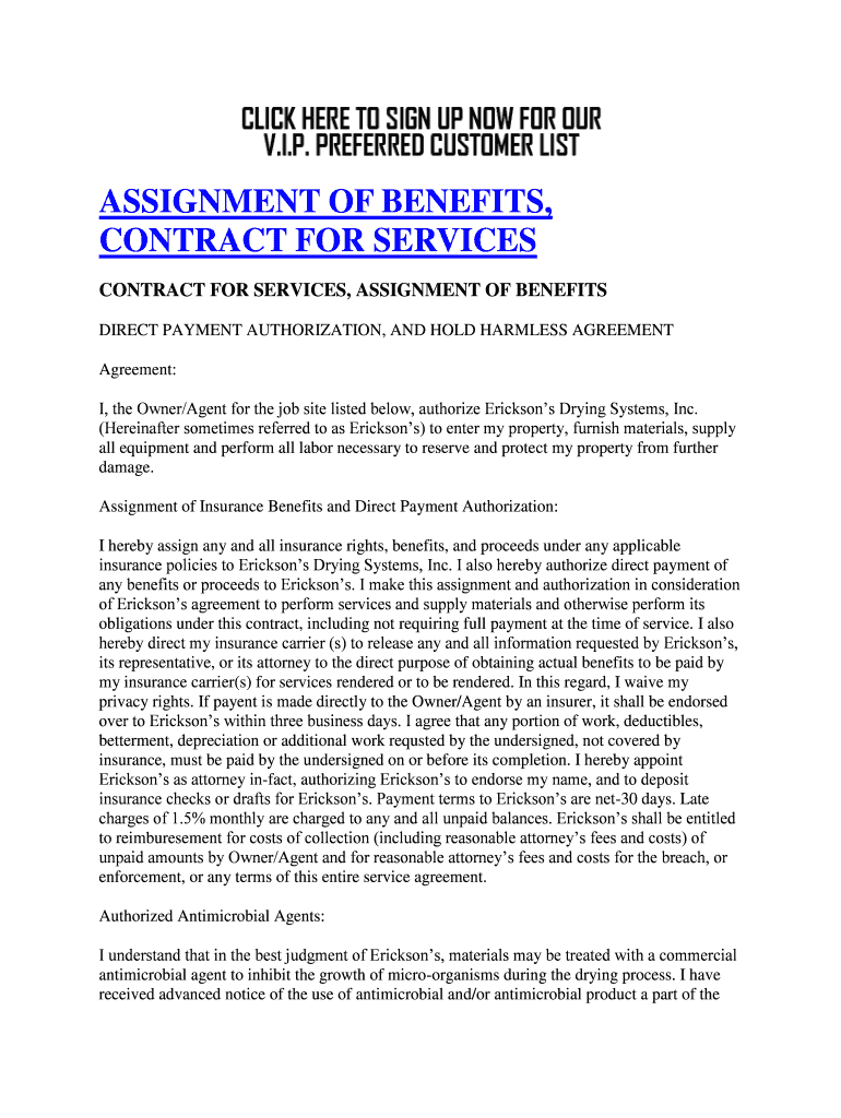 Fillable Online ASSIGNMENT OF BENEFITS, Fax Email Print - pdfFiller