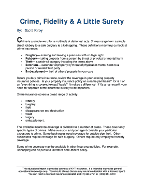 Fillable Online Crime, Fidelity & A Little Surety Fax Email Print ...