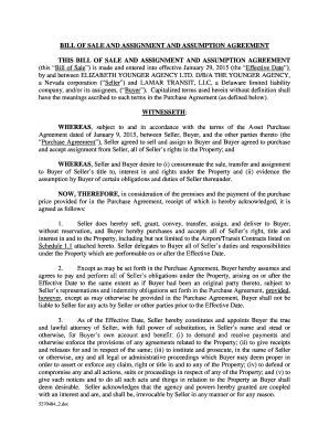 Fillable Online THIS BILL OF SALE AND ASSIGNMENT AND ASSUMPTION ...