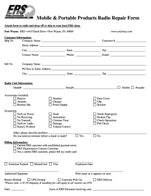 Fillable Online Mobile & Portable Products Radio Repair Form Fax Email ...