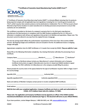Fillable Online **Certificate of Cosmetics Good Manufacturing Practice ...