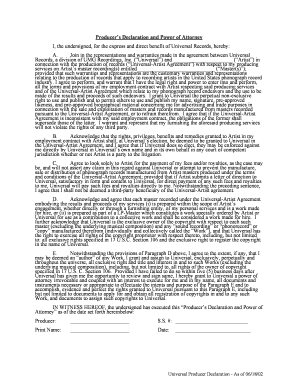 Fillable Online Producers Declaration and Power of Attorney Fax Email ...