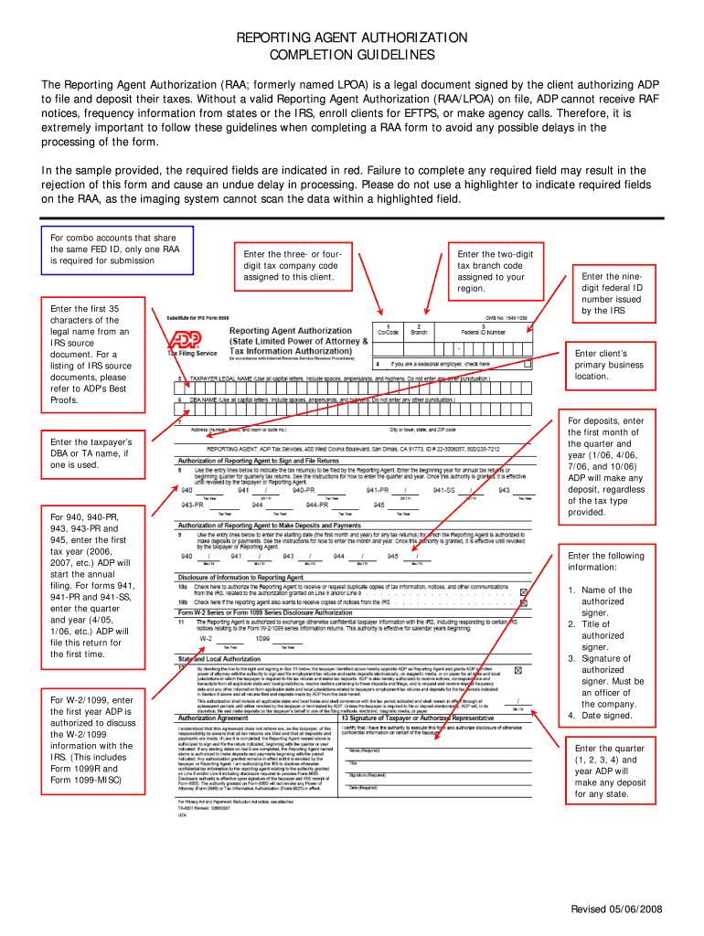 Fillable Online The Reporting Agent Authorization (RAA; formerly named ...