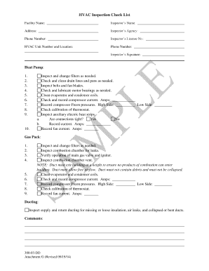 Fillable Online HVAC Inspection Check List Fax Email Print - pdfFiller
