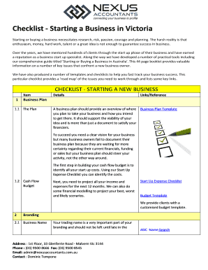 Fillable Online Checklist - Starting a Business in Victoria Fax Email ...