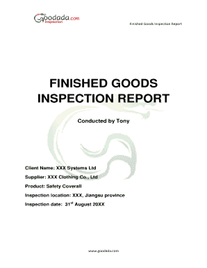 Fillable Online Finished Goods Inspection Report Fax Email Print ...