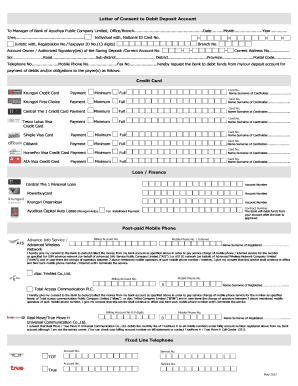 Fillable Online Letter of Consent to Debit Deposit Account Fax Email ...