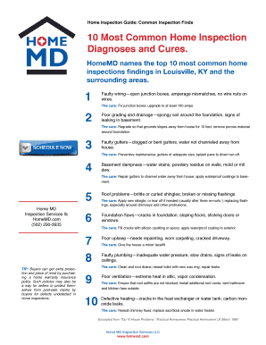 Fillable Online Home Inspection Guide: Common Inspection Finds Fax ...