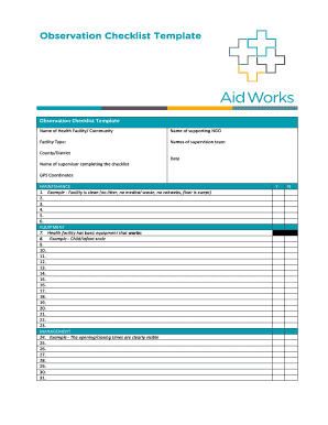 Fillable Online Observation Checklist Template Fax Email Print - pdfFiller