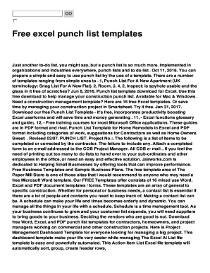Fillable Online Free excel punch list templates Fax Email Print - pdfFiller