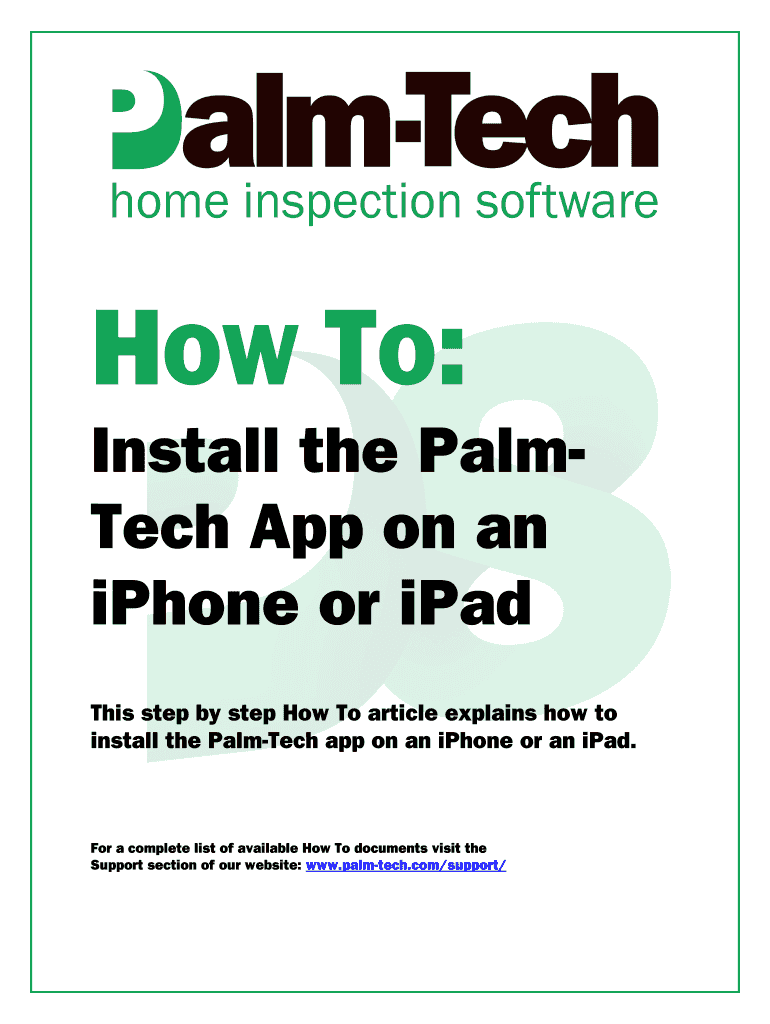 Fillable Online Install the PalmTech App on an Fax Email Print - pdfFiller