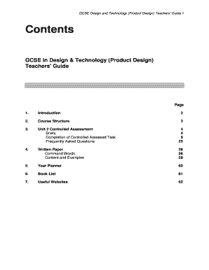 Fillable Online GCSE Design and Technology (Product Design) Teachers ...