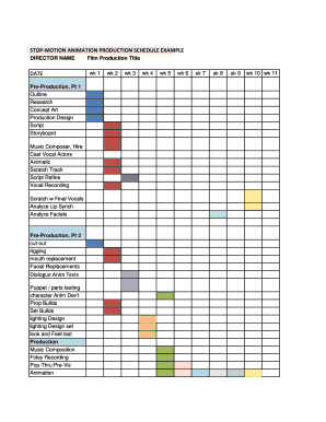 Fillable Online STOP-MOTION ANIMATION PRODUCTION SCHEDULE EXAMPLE Fax ...