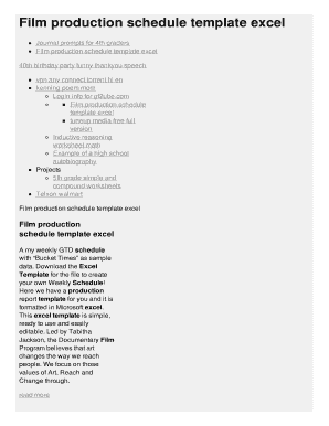 Fillable Online Film production schedule template excel Fax Email Print ...