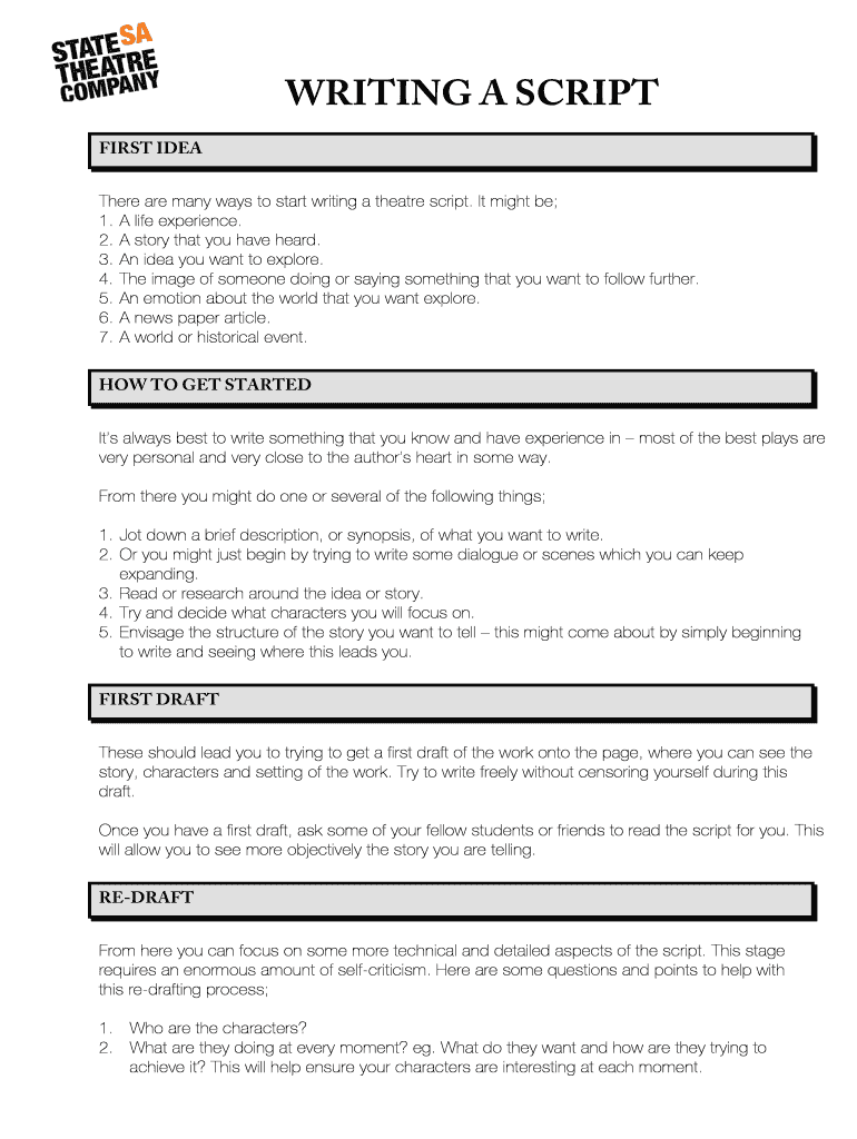 Fillable Online WRITING A SCRIPT Fax Email Print - pdfFiller
