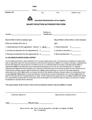 Fillable Online SALARY DEDUCTION AUTHORIZATION FORM Fax Email Print ...