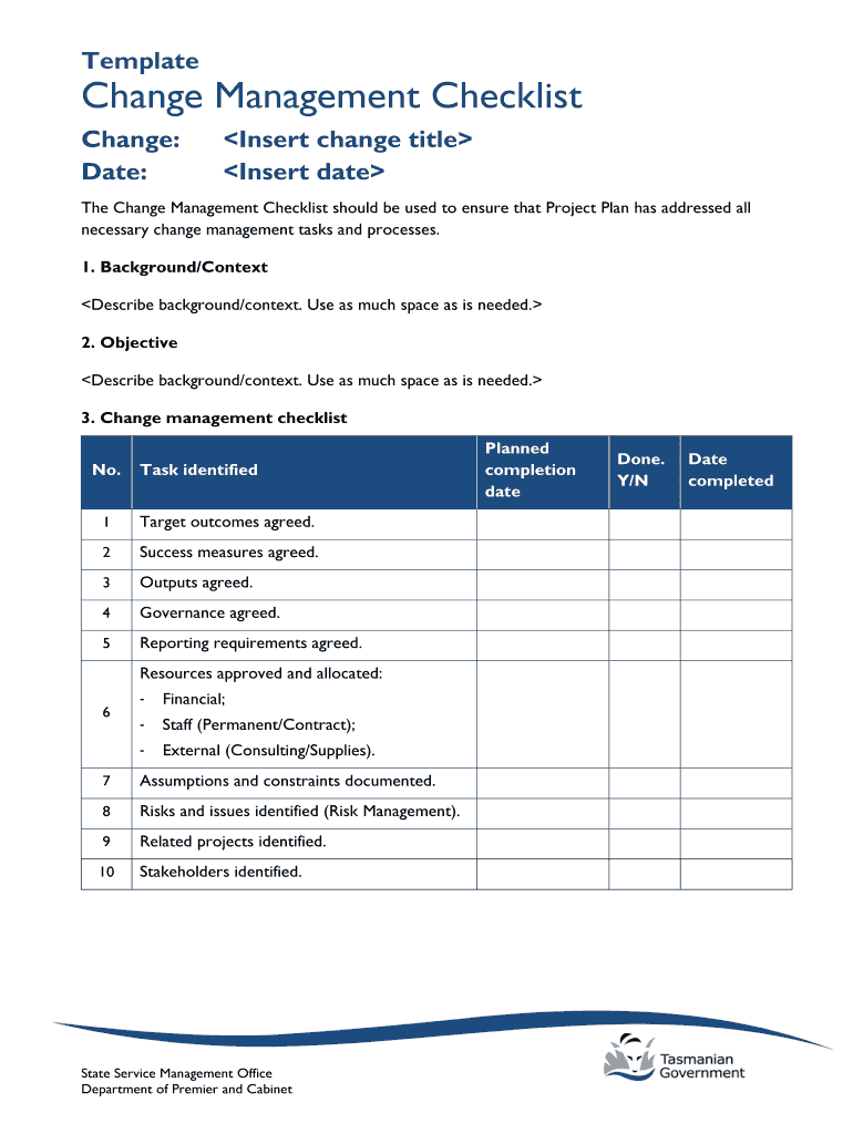 Fillable Online Change Management Checklist Fax Email Print - pdfFiller