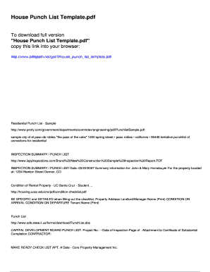 Fillable Online House Punch List Template Fax Email Print - pdfFiller