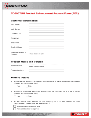 Fillable Online COGNITUM Product Enhancement Request Form (PER) Fax ...
