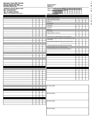 Fillable Online Sample Card 5th Grade Fax Email Print - pdfFiller
