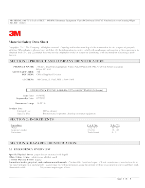 Fillable Online MATERIAL SAFETY DATA SHEET 3M(TM) Electronic Equipment ...