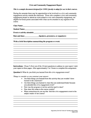 Fillable Online Civic and Community Engagement Report Fax Email Print ...