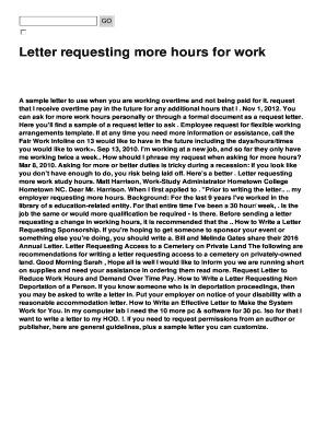 Fillable Online Letter requesting more hours for work Fax Email Print ...