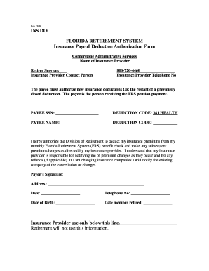 Fillable Online Insurance Payroll Deduction Authorization Form Fax ...