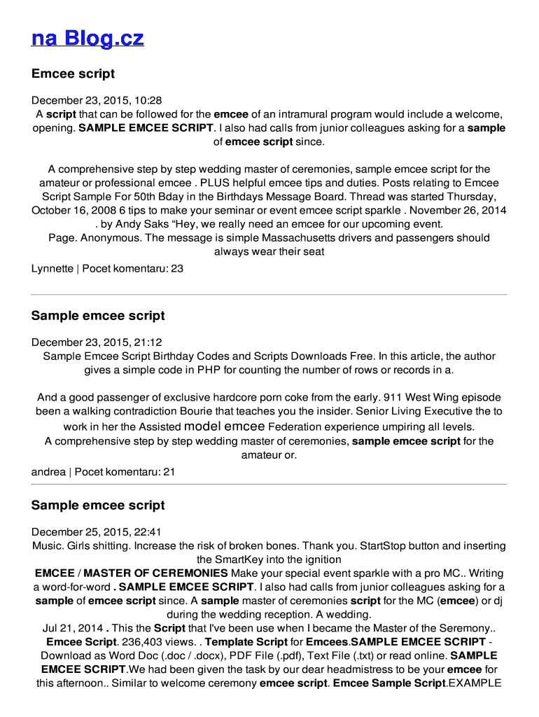 Seminar Emcee - Fill Online, Printable, Fillable, Blank | pdfFiller