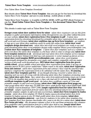 Fillable Online Talent Show Form Template - www Fax Email Print - pdfFiller