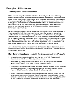 Fillable Online Examples of Disclaimers Fax Email Print - pdfFiller